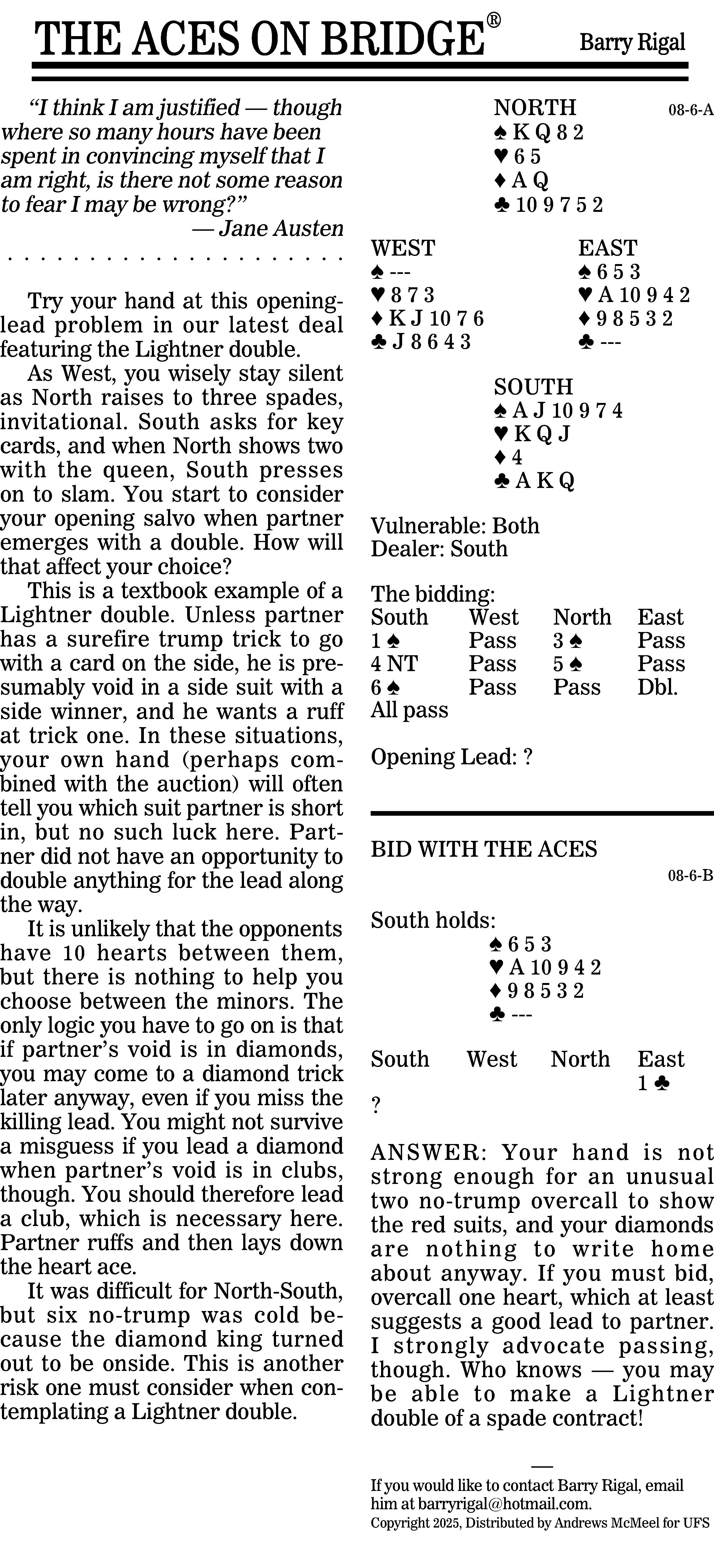 Aces on Bridge » Blog Archive » The Aces on Bridge: Wednesday, 3 ...