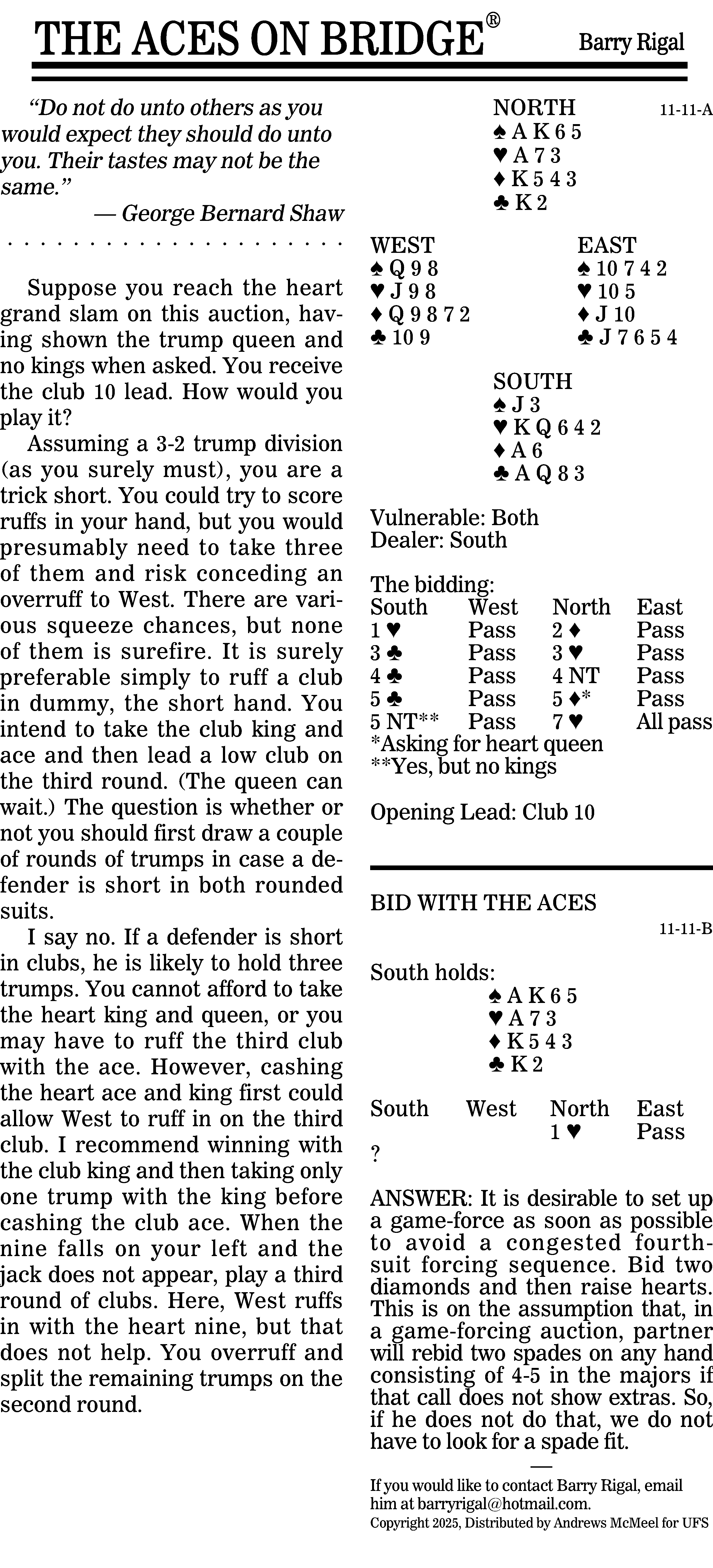 Aces on Bridge » Blog Archive » The Aces on Bridge: Tuesday, 9 December ...